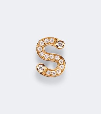 Sophie Bille Brahe Einzelner Ohrring Initial Petite S aus 18kt Gelbgold mit Diamanten