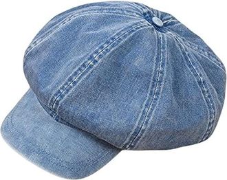 F Fityle Casquette en Coton Denim Béret Casquettes Plates, Bleu Clair Tour de tête 58-60 CM Réglable