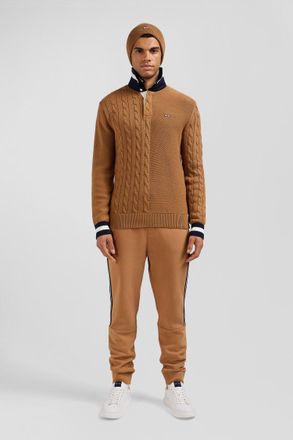 Eden Park Pull Col Maillot En Coton Camel Coupe Regular