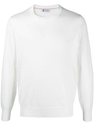 Brunello Cucinelli hoodie &agrave; bord nervur&eacute; - Blanc