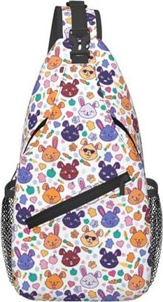 Generic Li&egrave;vres Mignons, Lapins Au Sourire Cool Sac &Agrave; Bandouli&egrave;re Multifonctionnel Sacs &Agrave; Dos Antivol Sac &Agrave; Dos Bandouli&egrave;re Pour Cyclisme Quotidien Randonn&eacute;e