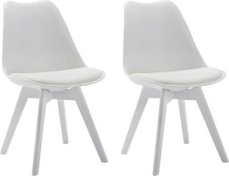 Vente-Unique Lot de 2 chaises Jody - Polypropyl&eacute;ne et H&ecirc;tre - Blanc Pieds Blanc - Salle &agrave; Manger - Scandinave