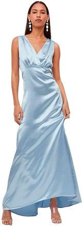 Vila Damen Visittas V-Ausschnitt S/L Maxi Dress-Noos Wrap, Kentucky Blue,36