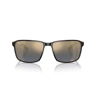 Ray-Ban unisex, Accessoires, Noir, Taille: 59 MM Lunettes de soleil polarisées carrées avec verres miroir dorés