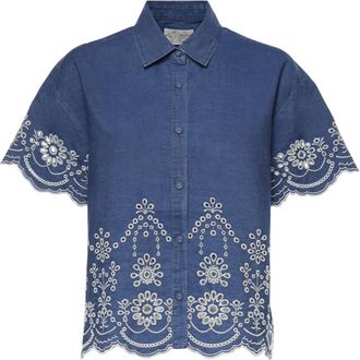 MC2 Saint Barth Femme, Blouses et Chemises, Bleu, Taille: 38 FR Clementine Crop Blouse