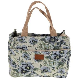 Milisten Paquet Fourre-Tout en Toile pour Femme Fermeture &Eacute;clair Motif Floral Vert Grand Format L&eacute;ger et R&eacute;sistant Paquet &agrave; Provisions Zipp&eacute; pour Shopping Lois