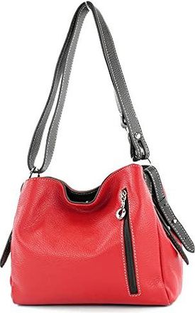 modamoda.de Modamoda de - T220 - Sac &agrave; bandouli&egrave;re De petite taille - En cuir v&eacute;ritable, Rouge/marron fonc&eacute;, Small