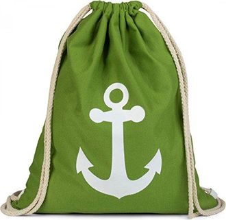 styleBREAKER Sac de sport sac &agrave; dos avec imprim&eacute; ancre, sac de gym, besace, unisexe 02012089, couleur:Vert/Blanc