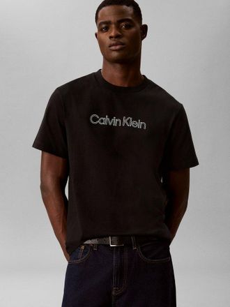 Calvin Klein Jeans T-Shirt Rundhalsausschnitt, reine Baumwolle, Logoschriftzug
