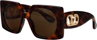 Valentino Rechteckige Sonnenbrille - - Accessories - unisex - Braun - 55 MM