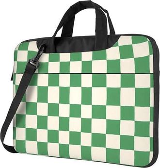 Generic Housse de protection vintage &agrave; carreaux pour ordinateur portable de 15,6 avec bandouli&egrave;re - Housse de protection antichoc pour ordinateur portable de 