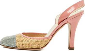 Prada escarpins en raphia &agrave; bride arri&egrave;re 100 mm - Rose