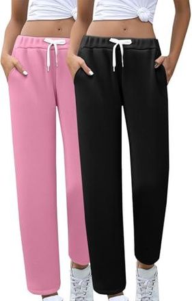 Generic Lot de 2 Pantalon De Running Femme Chic &Eacute;t&eacute; Pant Longue Stretch Tendance Comfy Streetwear D&eacute;tente Mode Costume Classique Basique Taille Elastique 2026