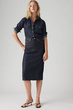 Levi's High Rise Back Slit Skirt - Femme - Bleu / Summer Soft Rigid - 25