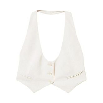 Twinset Femme, Vestes, Blanc, Taille: 34 FR Halter Neck Vest