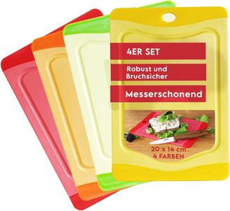 STONELINE Stoneline Schneidebrett Set, 4 teilig, 20 x 14 cm, rot, orange, gr&uuml;n, gelb, Schneidbrett mit Saftrille, rutschfest, Schneidebrett Kunststoff schonend 