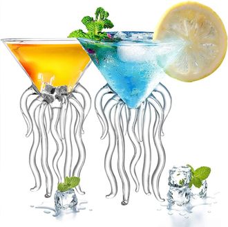 BESTONZON 2 Stück Kreative Cocktailgläser Set - Transparentes Kristallglas Für Martini, Brandy, Likör - Einzigartige Wasser- Und Weingläser Für Partys Und Zuhau