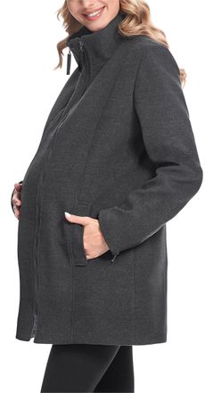 Be Mammy Damen Umstandsmantel &Uuml;bergangsmantel BE20-174 (Graphite, 38)