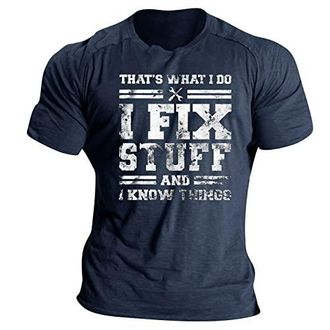 Generic T-shirt pour homme avec col rond manches courtes tendances int&eacute;ressantes &eacute;t&eacute; loisirs sport t-shirt ample, bleu, XXL