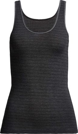 CON-TA Thermo Achselhemd, w&auml;rmeisolierendes Tr&auml;gertop aus nat&uuml;rlicher Baumwolle, bequemes Basic-Shirt, Damenbekleidung, schwarz Geringelt, Gr&ouml;&szlig;e: 2XL