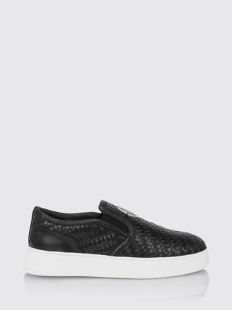 Philipp Plein Baskets slip-on en cuir tress&eacute; monogramme avec logo Hexagon