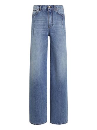 Dolce & Gabbana jean &agrave; d&eacute;tails pliss&eacute;s - Bleu