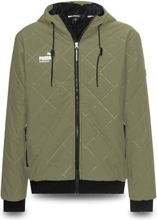Puma Workwear Veste dhiver pour homme avec capuche et motif matelass&eacute; - Doublure chaude - Avec cordon de serrage - Veste de travail robuste et r&eacute;sistante p