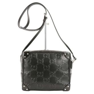 Gucci Sac bandouli&egrave;re en cuir GG emboss&eacute; Pre-owned - Femme - Pre-owned - Noir - Taille: ONE Size