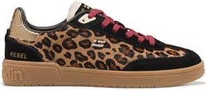 D.Franklin Baskets Basses Femme en Cuir avec Doublure Technique Imprimé Léopard Rebel - Chaussures habillées pour Femme - Mode décontractée - Taille (41)