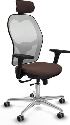 Piqueras y Crespo Ergonomischer Arbeitsstuhl mit 3D-Armen, h&ouml;henverstellbare Lendenwirbelst&uuml;tze und h&ouml;henverstellbares Kopfteil, Wei&szlig;/Dunkelbraun