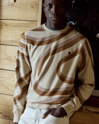 Faguo Sweat col rond beige et camel