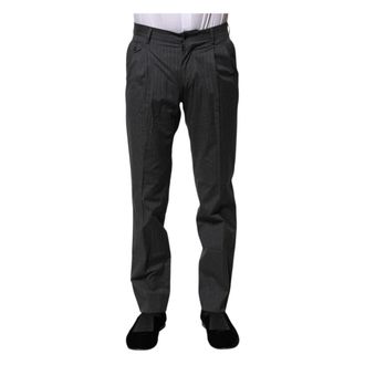 Dolce & Gabbana Graue Gestreifte Formelle Baumwollhose - - Trousers - Herren - Grau - XS