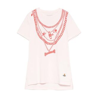 Vivienne Westwood Femme, Tops, Rose, Taille: 40 FR Haut Rose à Imprimé Chaîne Manches Courtes
