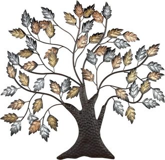 Gilde Wandrelief Baum braun mit antik Gold-/silberfarbenen Blättern H: 70 cm B: 72 cm T: 1cm 67481