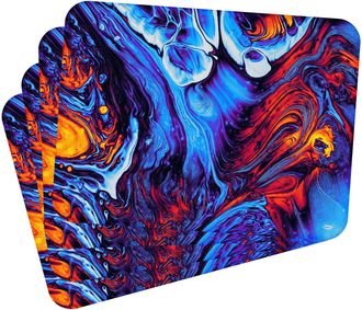 MG Design Set aus 4 Kork-Platzsets - Marble Colored 2 - 30 x 40 cm - hitzebest&auml;ndig & abwischbar, mit Korkr&uuml;ckseite