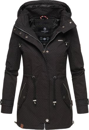 Marikoo Damen Jacke Fr&uuml;hling &Uuml;bergangsjacke leicht Parka Mantel Kapuze B690 [B690-Nyok-Schwarz-WP-Gr.XS]