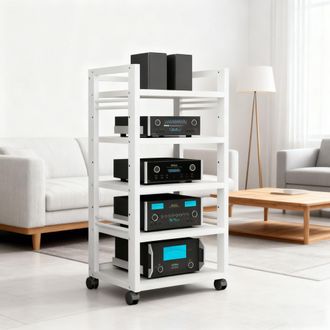 Generic 5-stufiges Medienregal Mit H&ouml;henverstellbaren Regalf&auml;chern F&uuml;r Komponenten, Freistehendes, Herausnehmbares Stereo-Eckschrank, AV-Komponenten-Medienreg