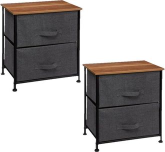 Toilinux Lot de 2 Tables de chevet &agrave; 2 Tiroirs