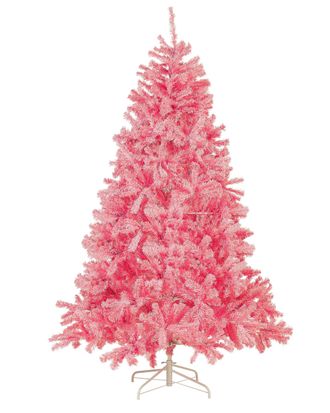 Beliani K&uuml;nstlicher Weihnachtsbaum mit St&auml;nder 210 cm rosa Farnham
