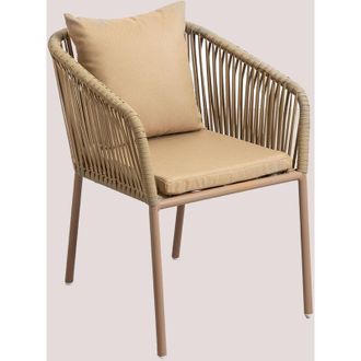 Sklum Gartenstuhl mit Armlehnen aus geflochtenem Seil Arhiza Classic Sandbraun