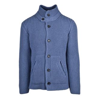 Daniele Fiesoli Homme, Pulls, Bleu, Taille: XL Giacca in maglia cannettata