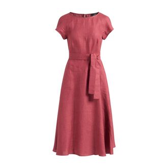 Max Mara Femme, Robes, Rouge, Taille: 36 FR Linen Canvas Midi Dress