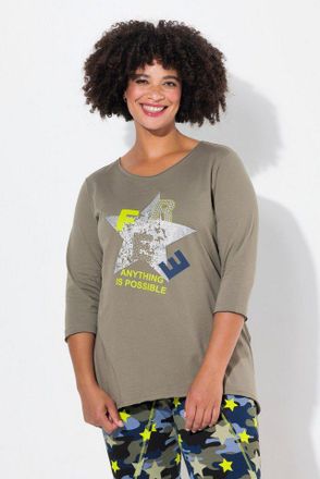 Angel Of Style T-Shirt T-Shirt Glitzer-Stern offenkantige Abschl&uuml;sse