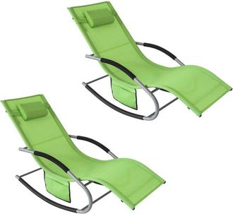 SoBuy SoBuy Lot de 2 Chaises Longues Transat Pliable Jardin Aluminium - Bain de Soleil Ergonomique &agrave; Bascule Relax - Fauteuil Ext&eacute;rieur Confortable Plage
