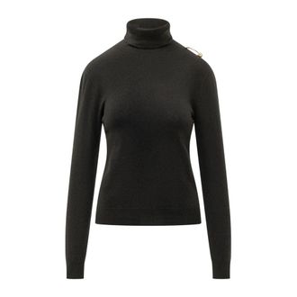 Alberta Ferretti Rollkragenpullover mit Brosche - - Knitwear - Damen - Schwarzk - XL