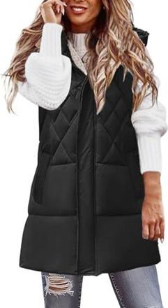 Generic Veste Femme Hiver Chaud Manteau Sans Manches Long Matelass&eacute; Cordon Taille Capuche Confort Chaleureux Style &Eacute;l&eacute;gant Pour Froid Hivernal Doudoune Femme 