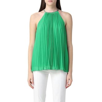 Michael Kors Plissee-Georgette-Top mit Kette - - Tops - Damen - Gr&uuml;n - L