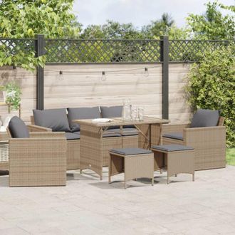 vidaXL Vidaxl - Salon de jardin avec coussins 6 pcs beige r&eacute;sine tress&eacute;e