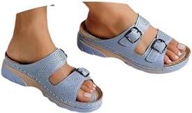Generic Sandales orthop&eacute;diques compens&eacute;es pour femme - Sandales larges pour femme - Sandales et sandales compens&eacute;es &agrave; bout ouvert pour femme, B Bleu 01, 35.5 