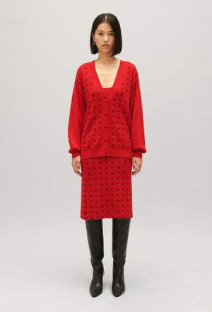 Claudie Pierlot Jacquard-Cardigan in Rot